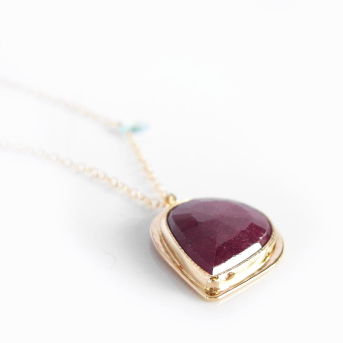 Ruby Teardrop Necklace Ruby Gemstone Jewelry Ruby Necklace - Etsy