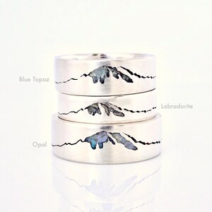 Mt Hood Mountain Ring, 7mm Mt Hood Summit Inlay Ring, Mt Hood Wedding ...