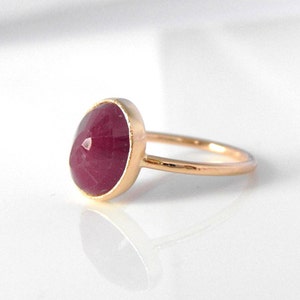 Ruby Birthstone Stacking Ring, Nena Ruby Ring, July Birthstone Ring, Indian Ruby Stacking Gem ...