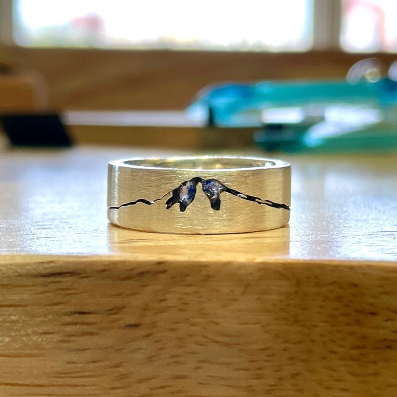 Mt Hood Mountain Ring 7mm Mt Hood Summit Inlay Ring Mt Hood - Etsy
