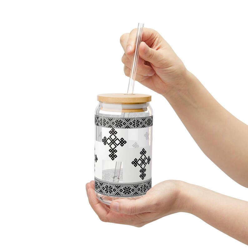 Ethiopian Cross Sipper Glass, 16oz Hand Etched African Design, Unique ...