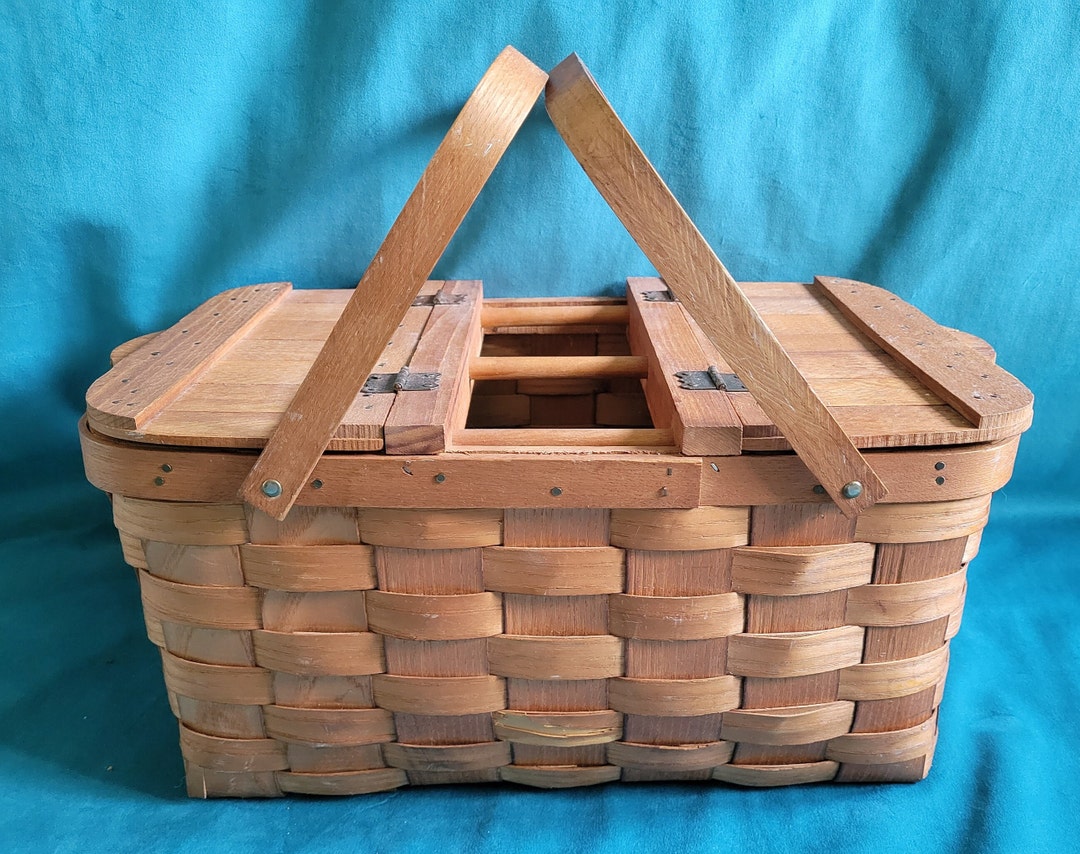 Basketville Picnic & Wine Splint Wood Basket - Etsy
