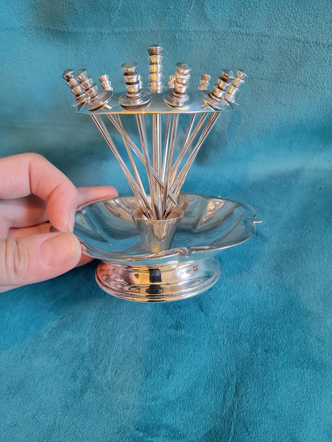 Silver Plated Appetizer Picks With Stand - Etsy