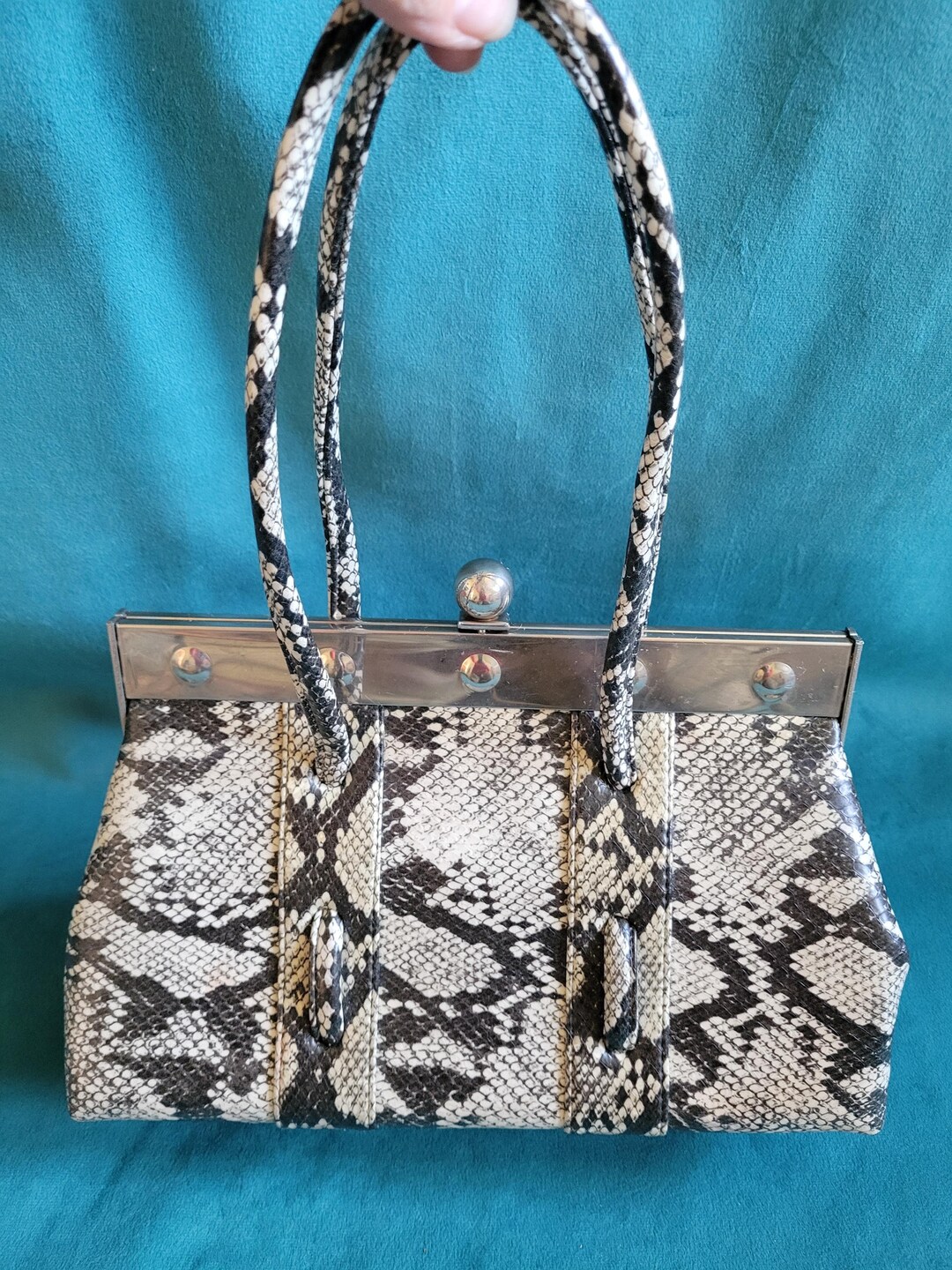 Classic Vintage Gray and White Faux Snakeskin Purse - Etsy