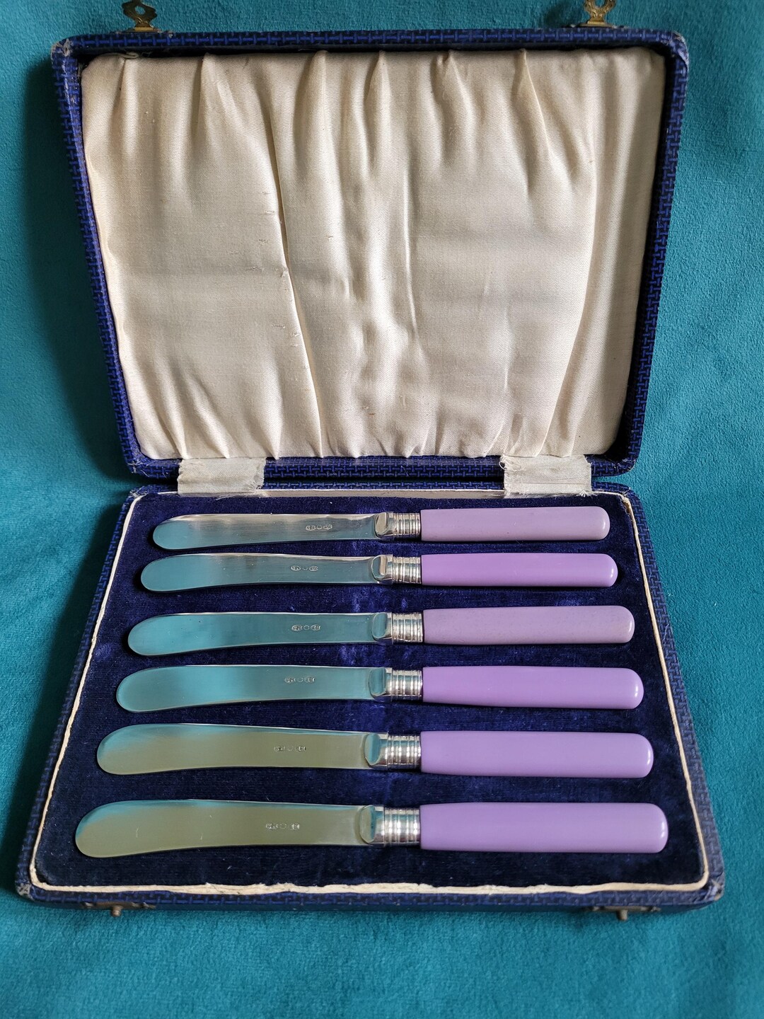Purple Celluloid Handle English Silver Plated Butter Knives S/6 - Etsy