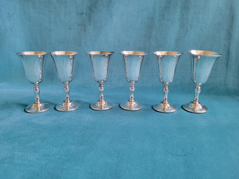 Vintage Eales of Sheffield 1779 Set of 6 Silver Plated Cordial Glasses ...