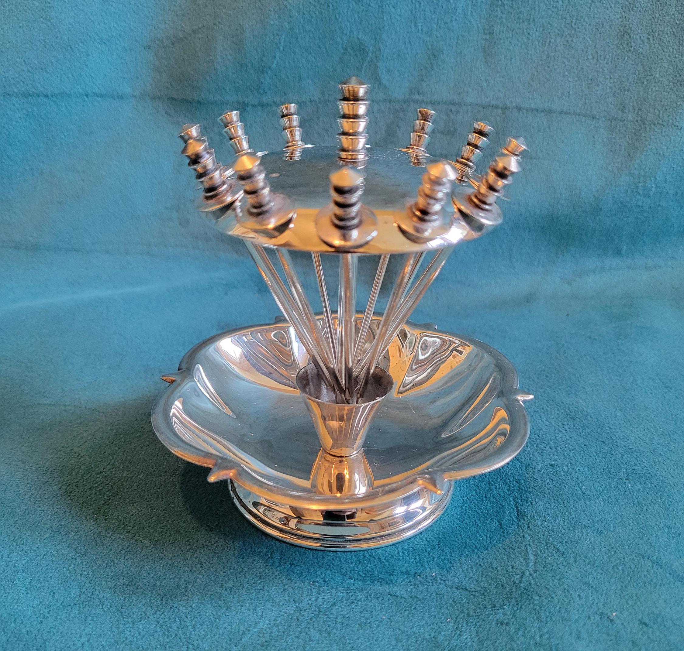 Silver Plated Appetizer Picks With Stand - Etsy