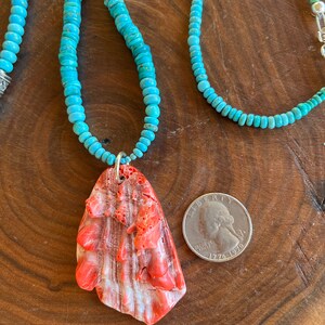 Red Spiny Oyster Shell Sundance Style Turquoise Necklace .925 Sterling ...