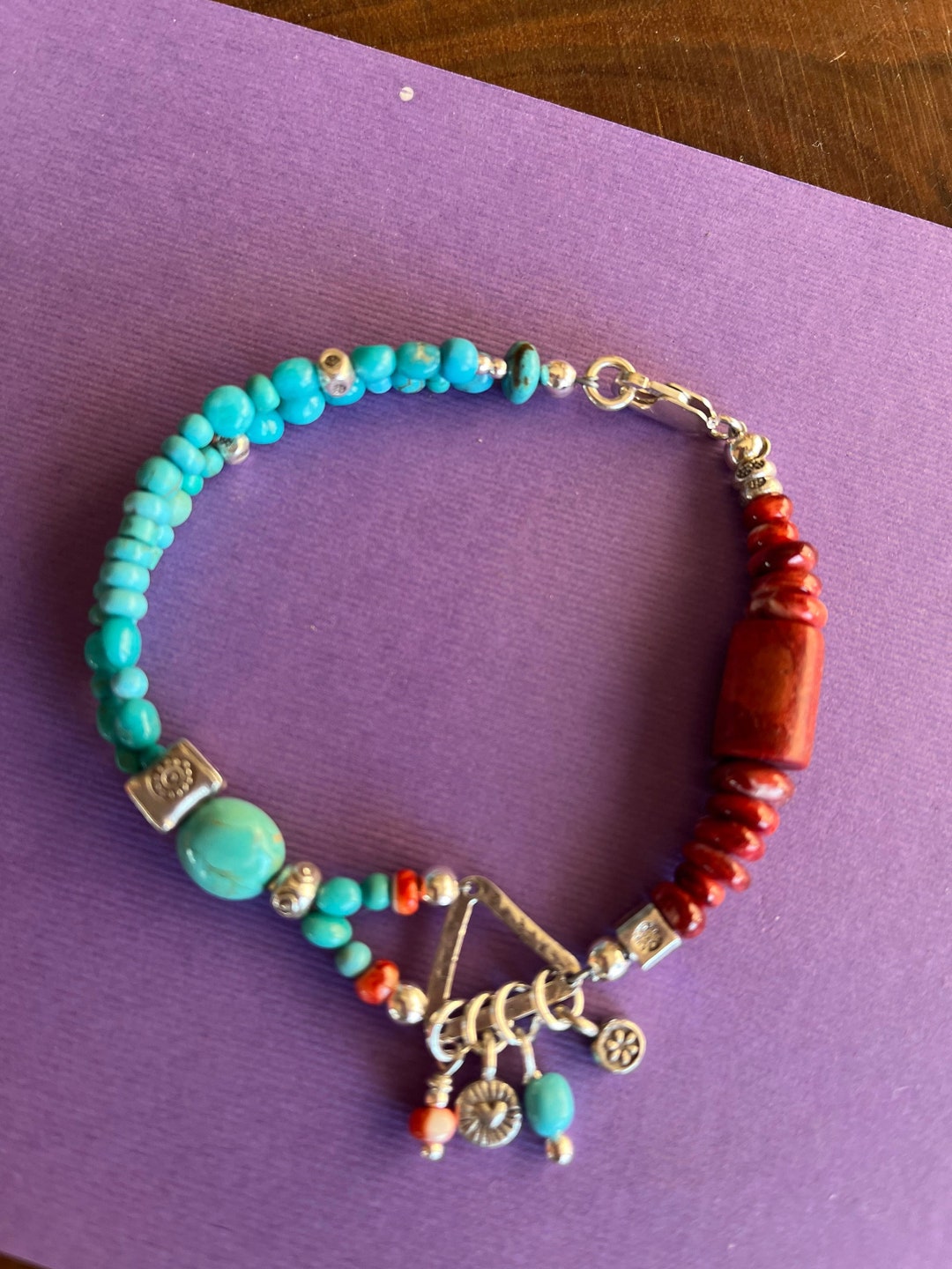 Spiny Oyster Shell Turquoise Two Part Sundance Style Bracelet Unique ...