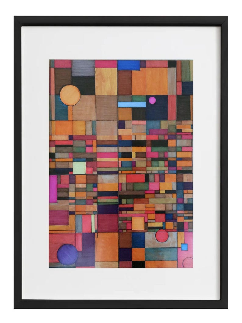 Abstract Geometric Art Print | Colorful Modern Wall Decor, A3 Size - Etsy
