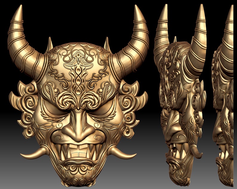 Oni Mask Japanese Demon Bas-relief for CNC Router or 3D Printer - Etsy
