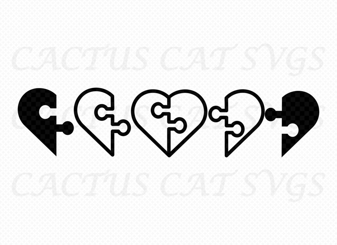 Heart of Two Puzzle Pieces | SVG PNG JPG Pdf Tiff | Digital Files ...