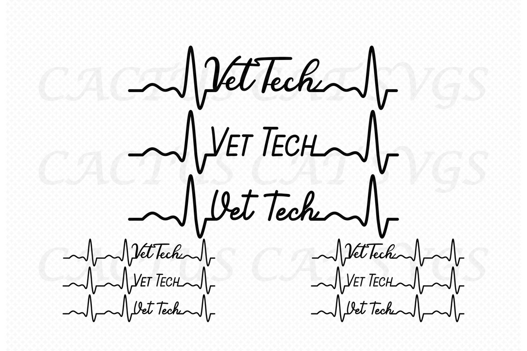Vet Tech Heart Beat ECG Word Art | SVG PNG Jpg Pdf Tiff - Etsy
