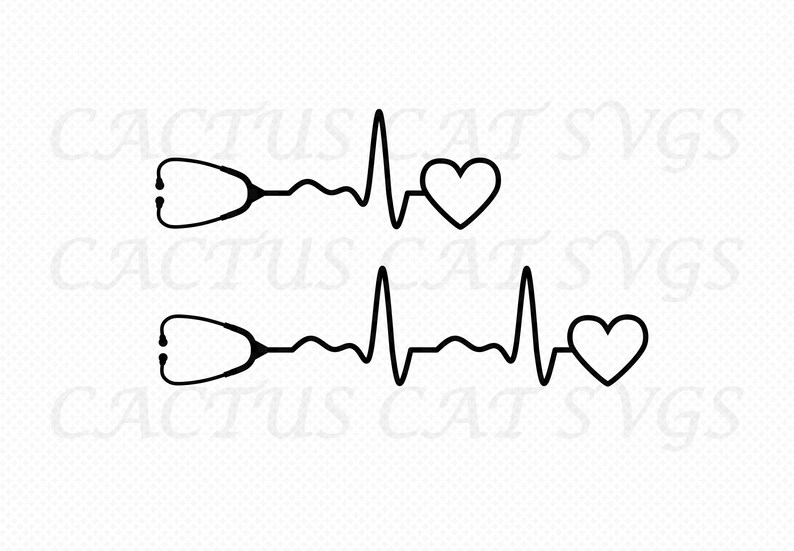 Stethoscope Heart Icon ECG | SVG PNG Jpg Pdf Tiff - Etsy