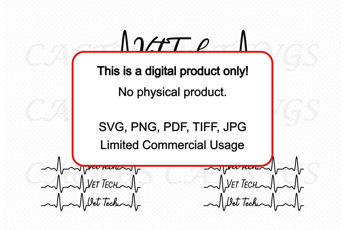 Vet Tech Heart Beat ECG Word Art | SVG PNG Jpg Pdf Tiff - Etsy