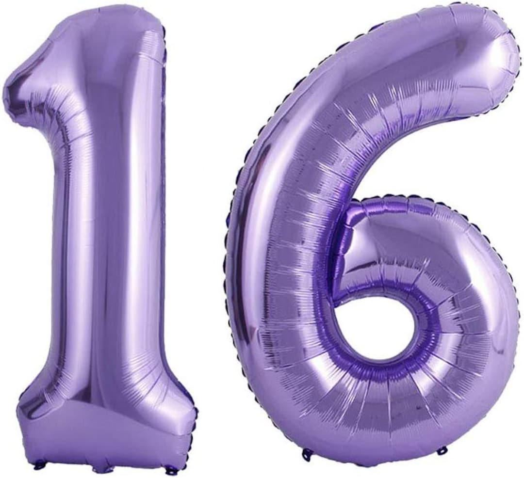 Number 16 Purple Foil Jumbo Digital Mylar Balloons, 40inch 16th ...