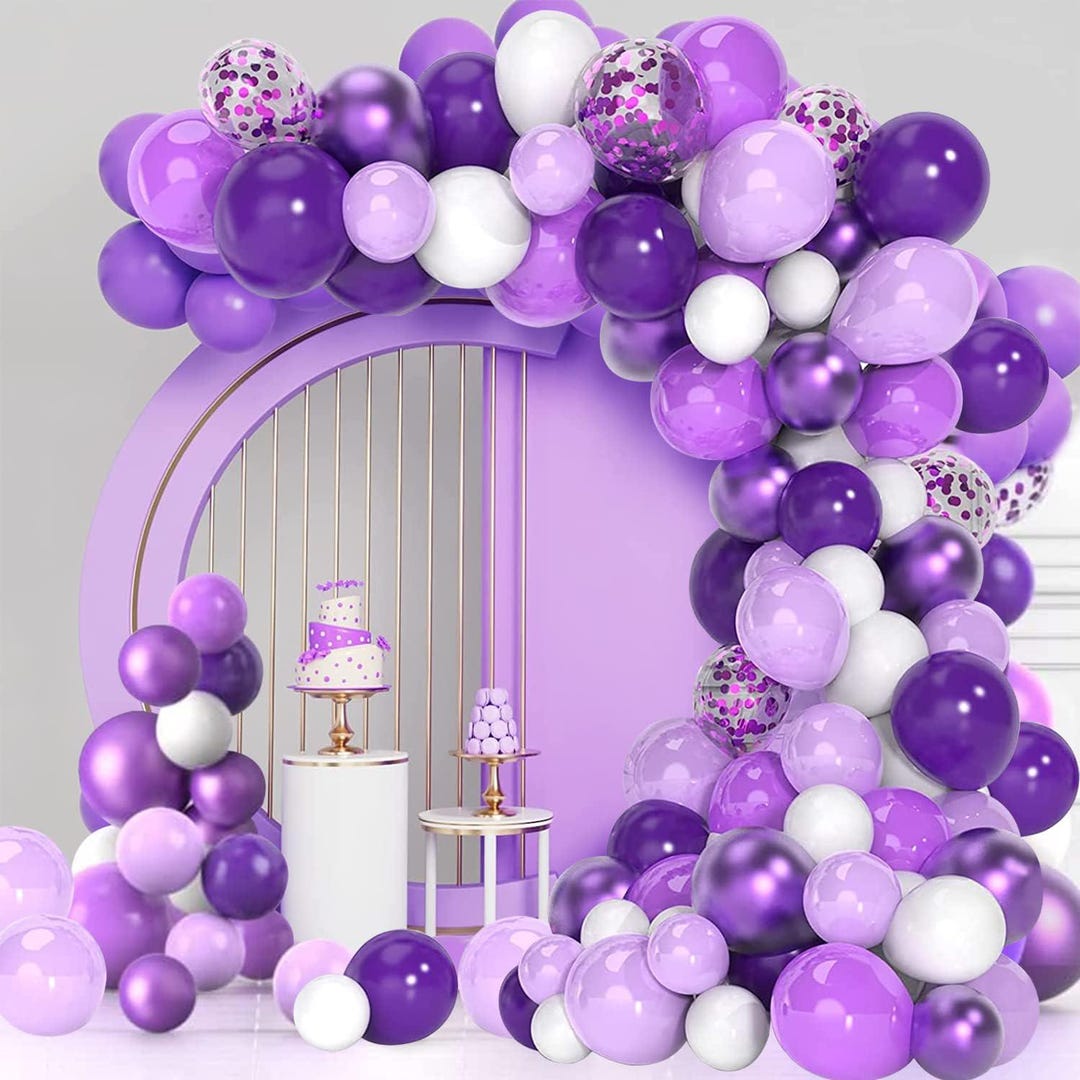 Purple Balloons Garland Arch Kit Lavender Balloons Light Dark Metallic ...