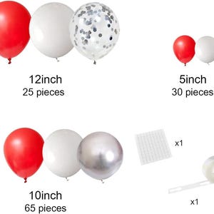 Red White Silver Balloon Garland Arch Kit, 122PCS Red White Balloons ...