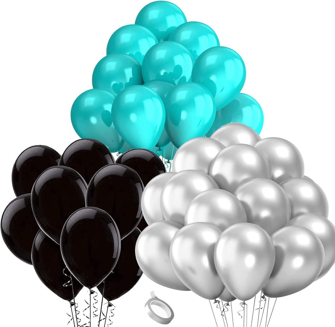 Turquoise Black Graduation Decorations Teal Turquoise Black Balloons ...