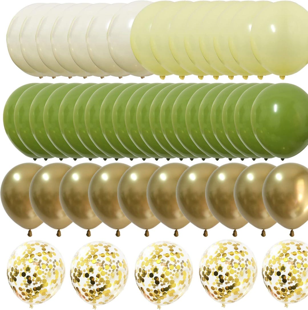 Olive Green Gold Balloons 12inch Ivory White Pastel Yellow Green ...