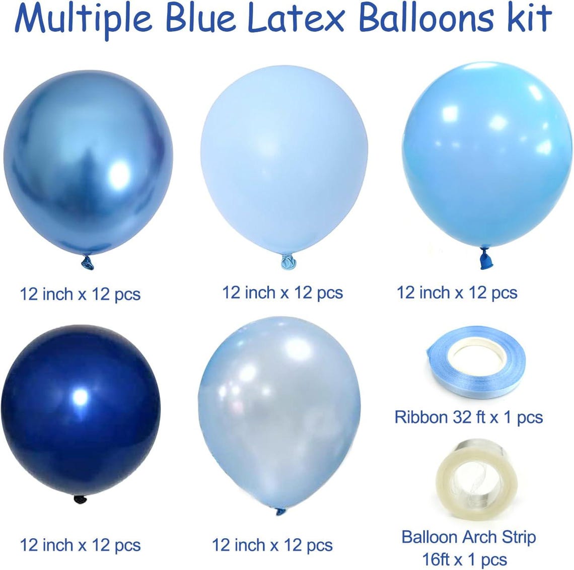 Balloon Metallic Blue Balloons, 60pcs 12inch Chrome Blue Balloons ...
