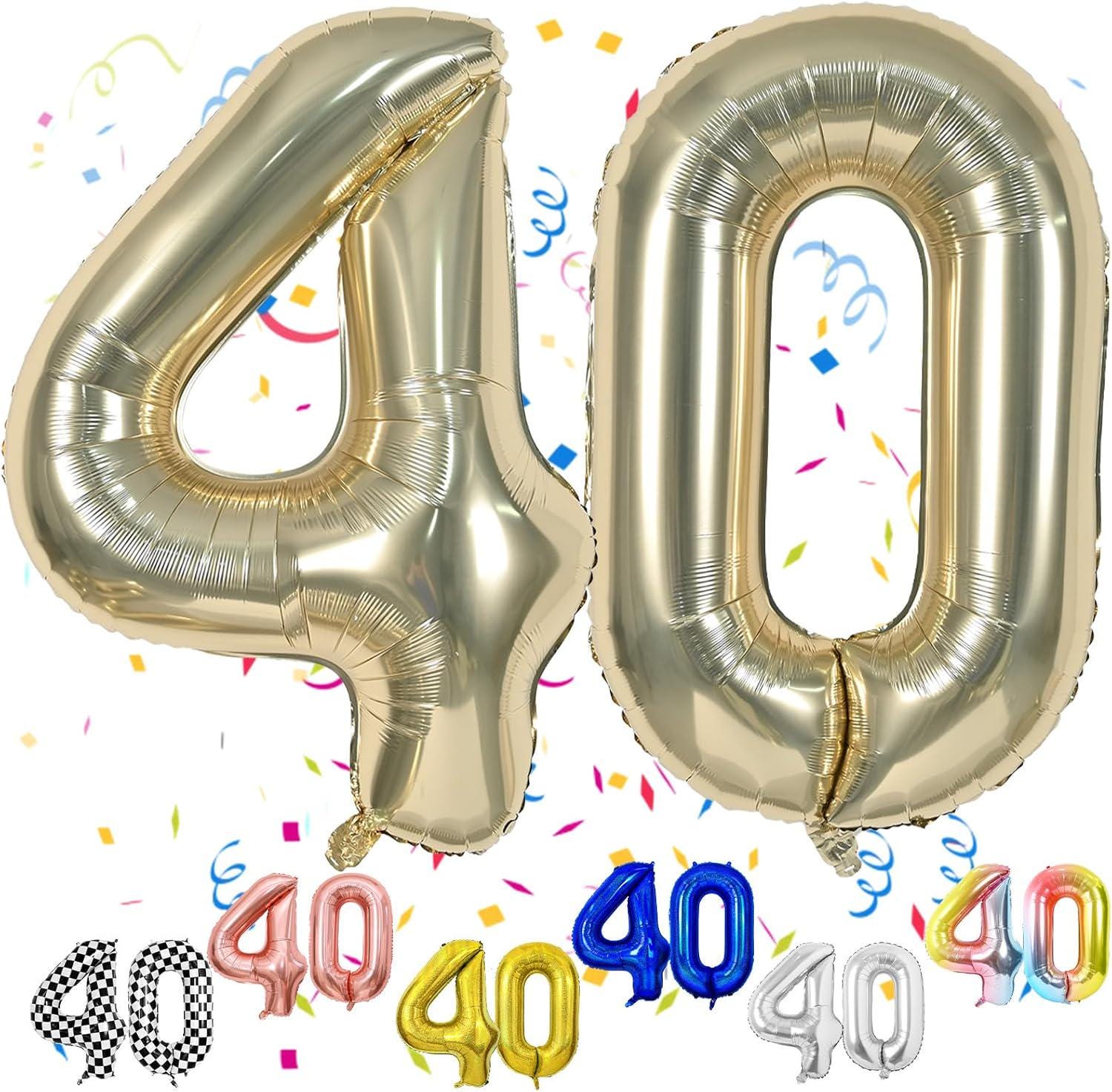 Gold Number 40 Balloons, 40th Birthday Balloon, 40inch Light Gold 40 ...