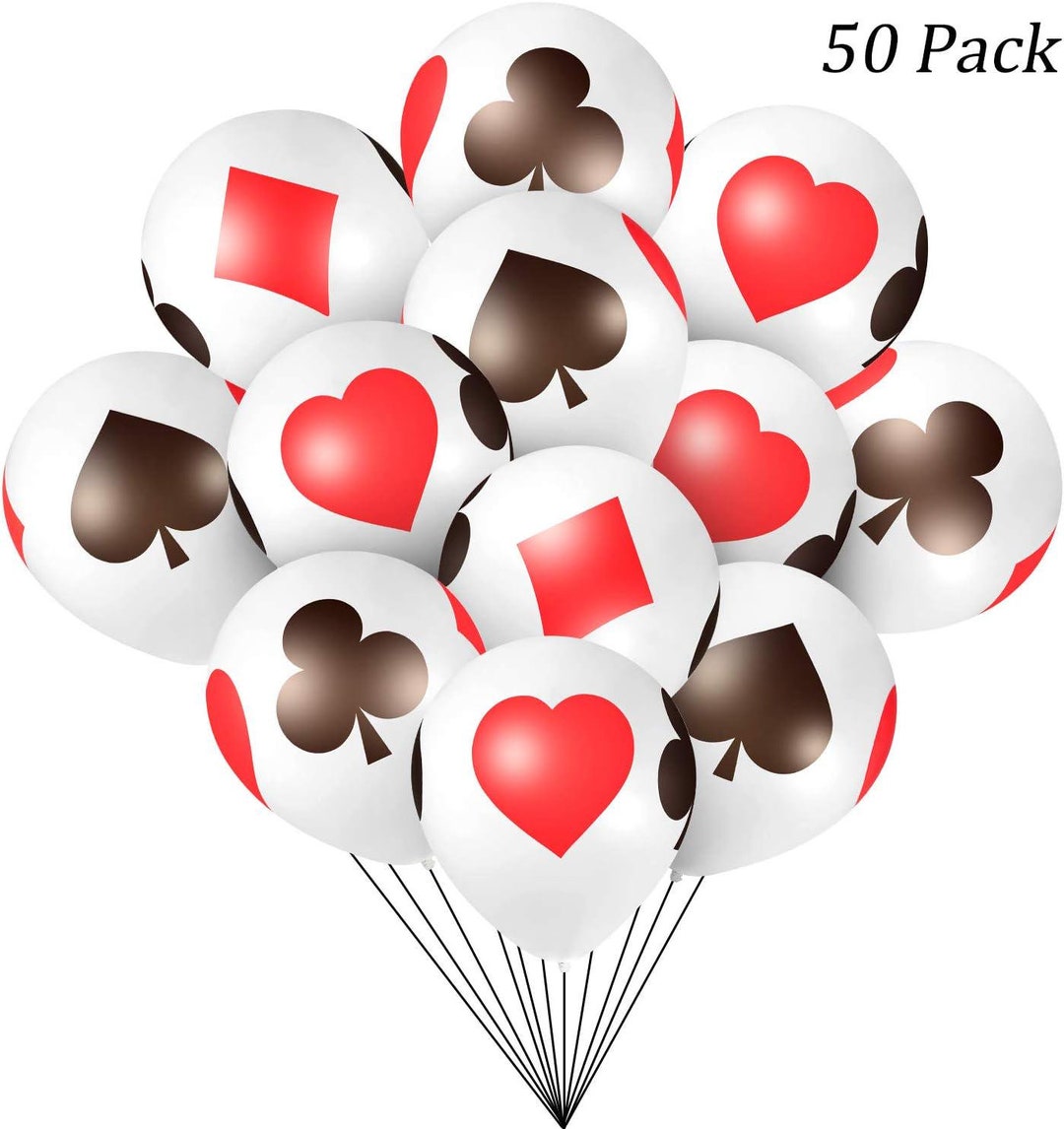 12 Inch Casino Card Night Latex Balloons 50 Pack Poker Balloons Casino ...