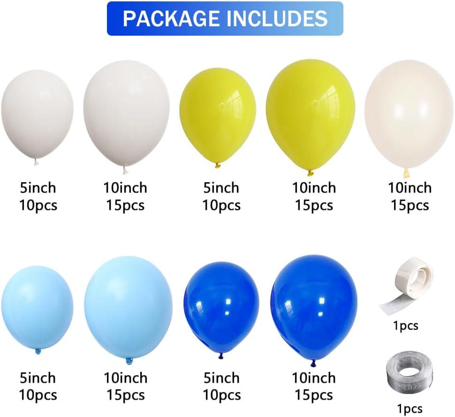 Royal Blue Yellow Lemon Balloon Garland Arch Kit With 142pcs Latex Balloons for Summer ...