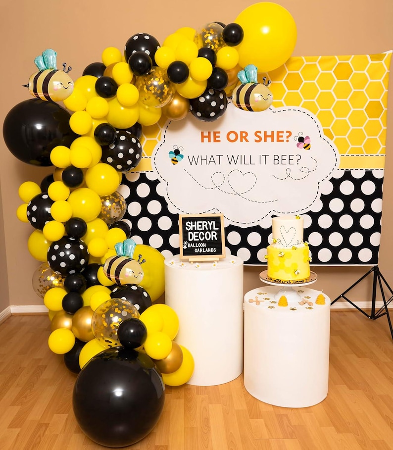 ALL IN-1 Bee Balloons Arch & Garland Kit, Yellow and Black Balloons for ...