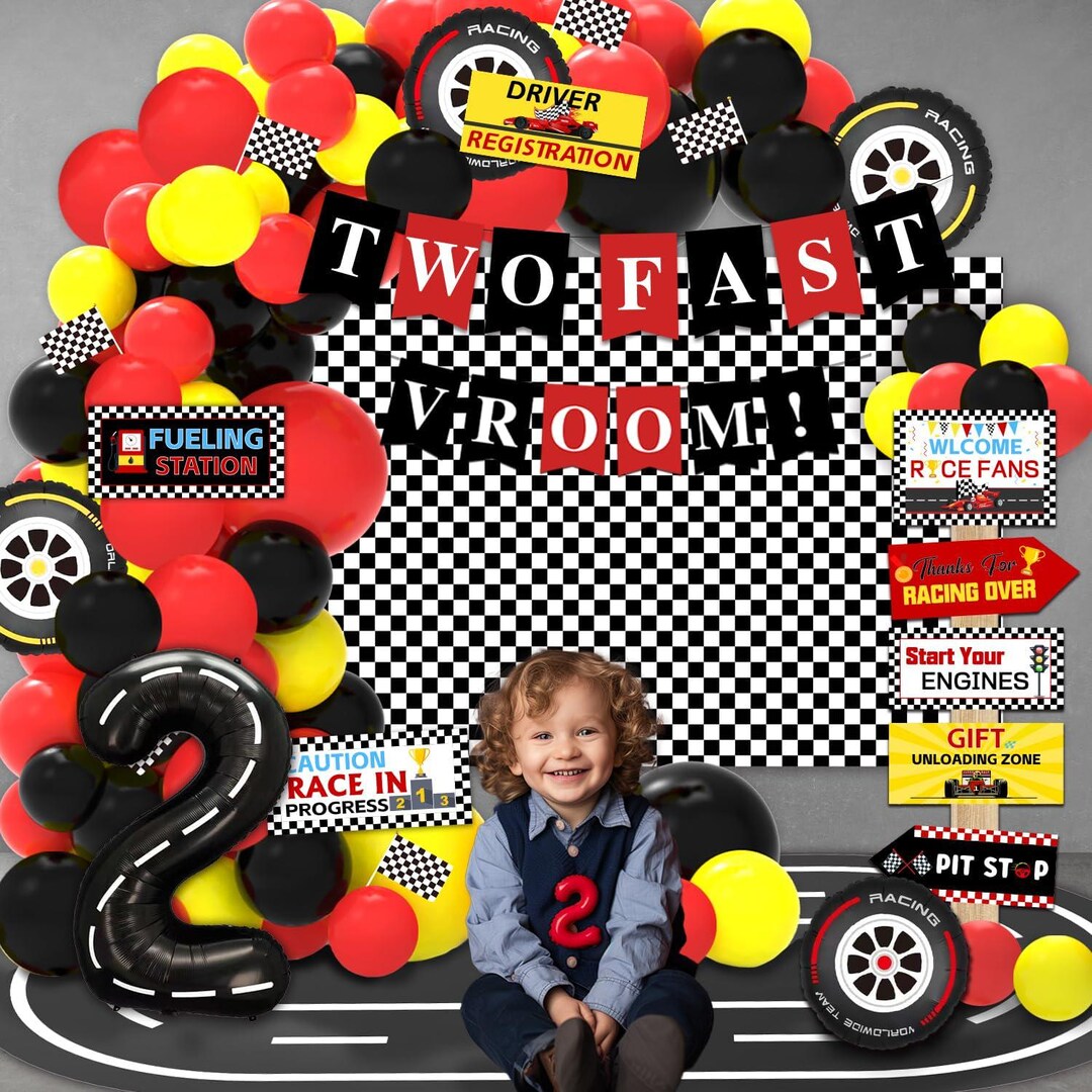 Two Fast Birthday Decoration, Two Fast Banner Backdrop Balloons Arch ...