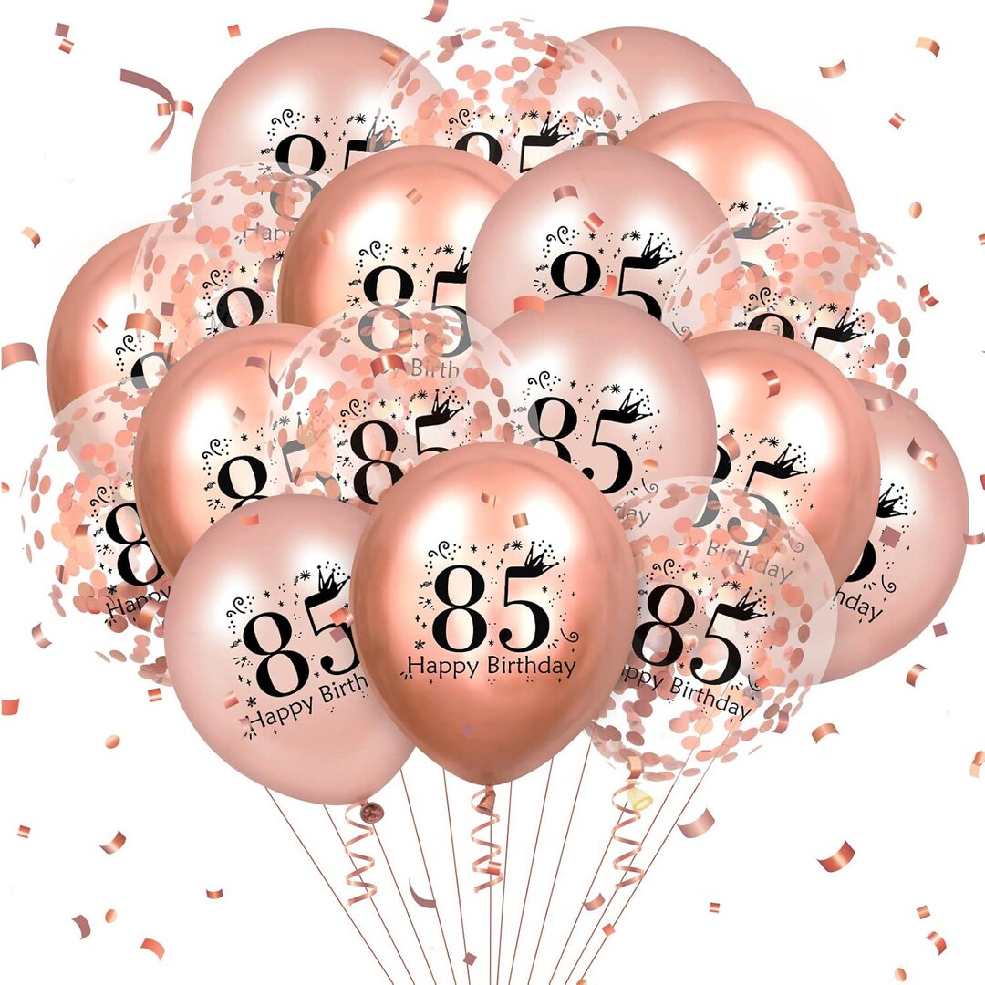 85th Birthday Balloons 18 Pcs Rose Gold Happy 85th Birthday Latex ...