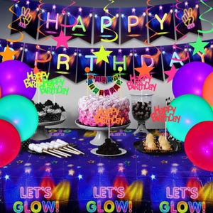 Neon Party Decorations Glow in the Dark Birthday Supplies Set Neon ...