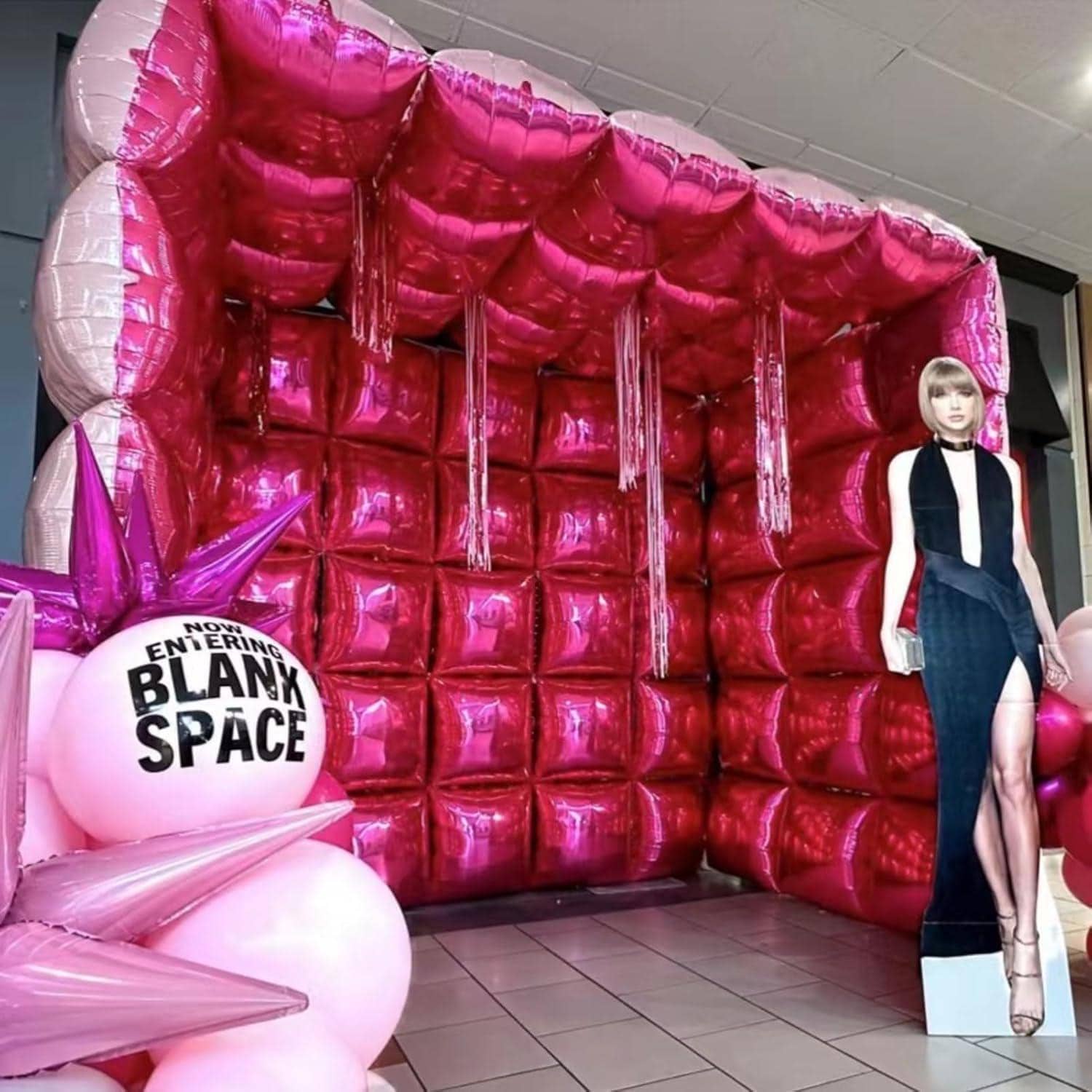 Hot Magenta Pink Square Foil Balloons Wall Backdrop Double Sided ...