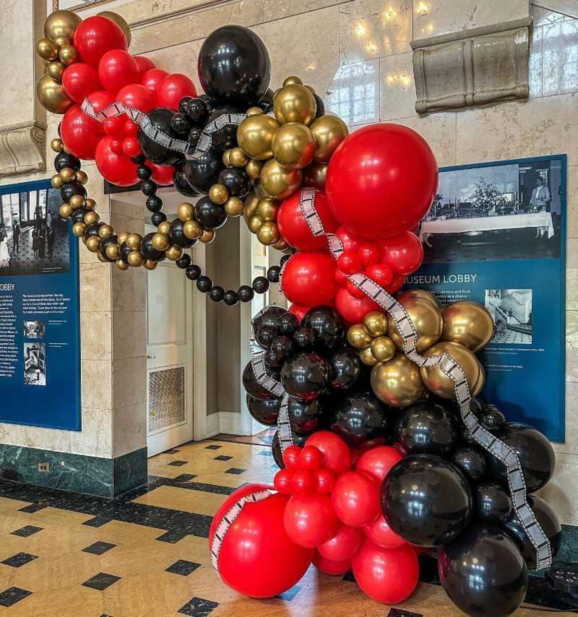 Movie Night Balloon Garland Arch Kit, 134pcs Black Red Chrome Gold ...
