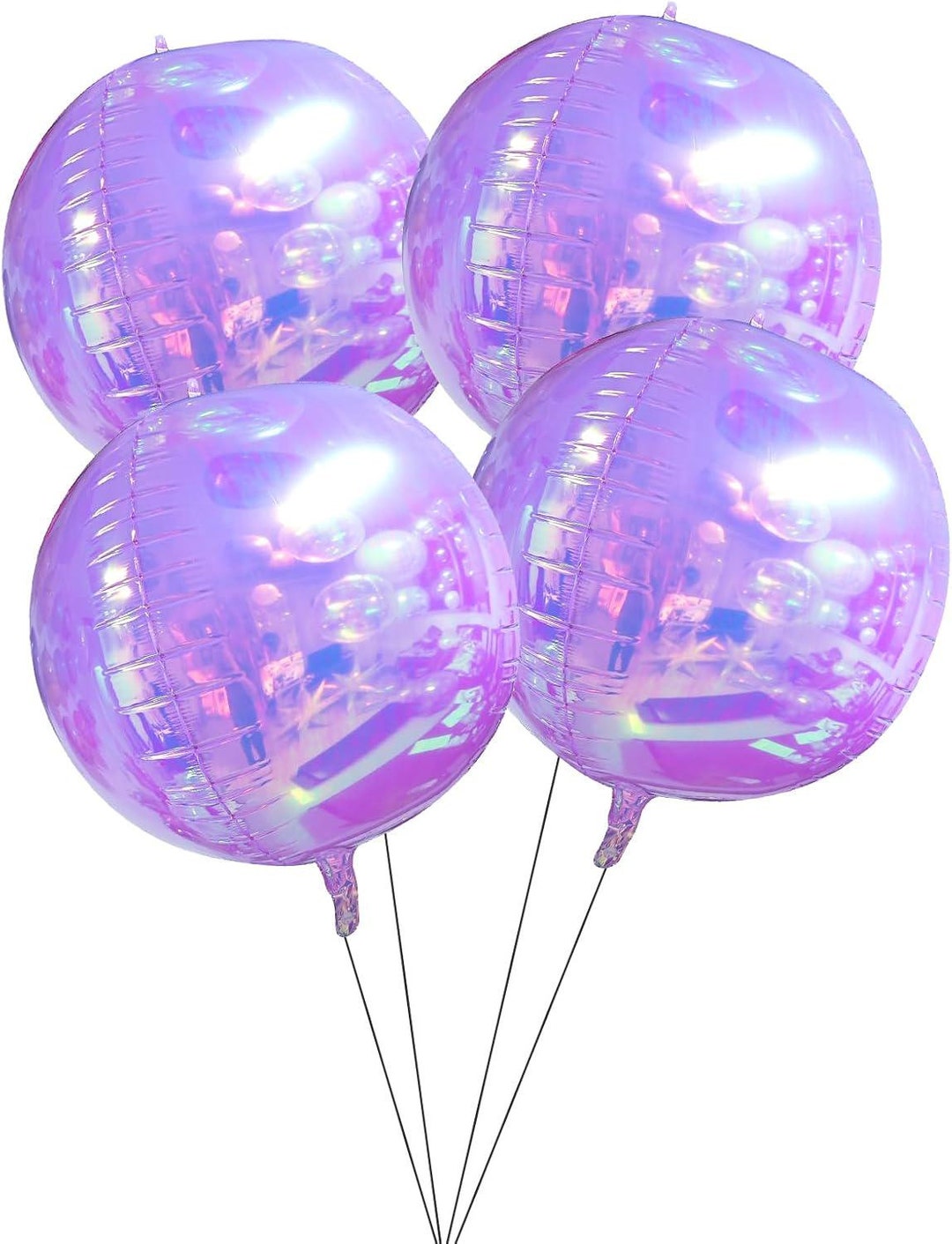22inch Iridescent Purple 4D Sphere Balloons, Crystal Holographic Lilac ...