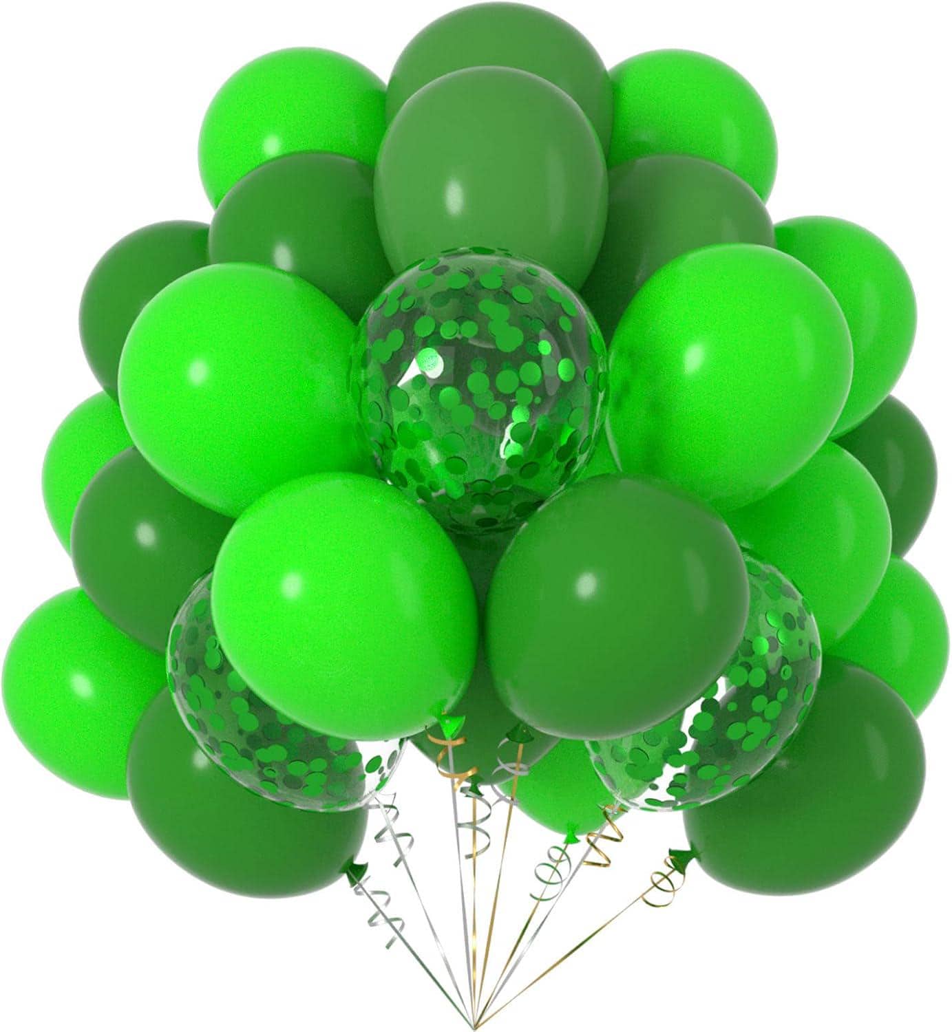 12 Inch Dark Green and Green Balloons, Green Confetti Balloons, Green ...