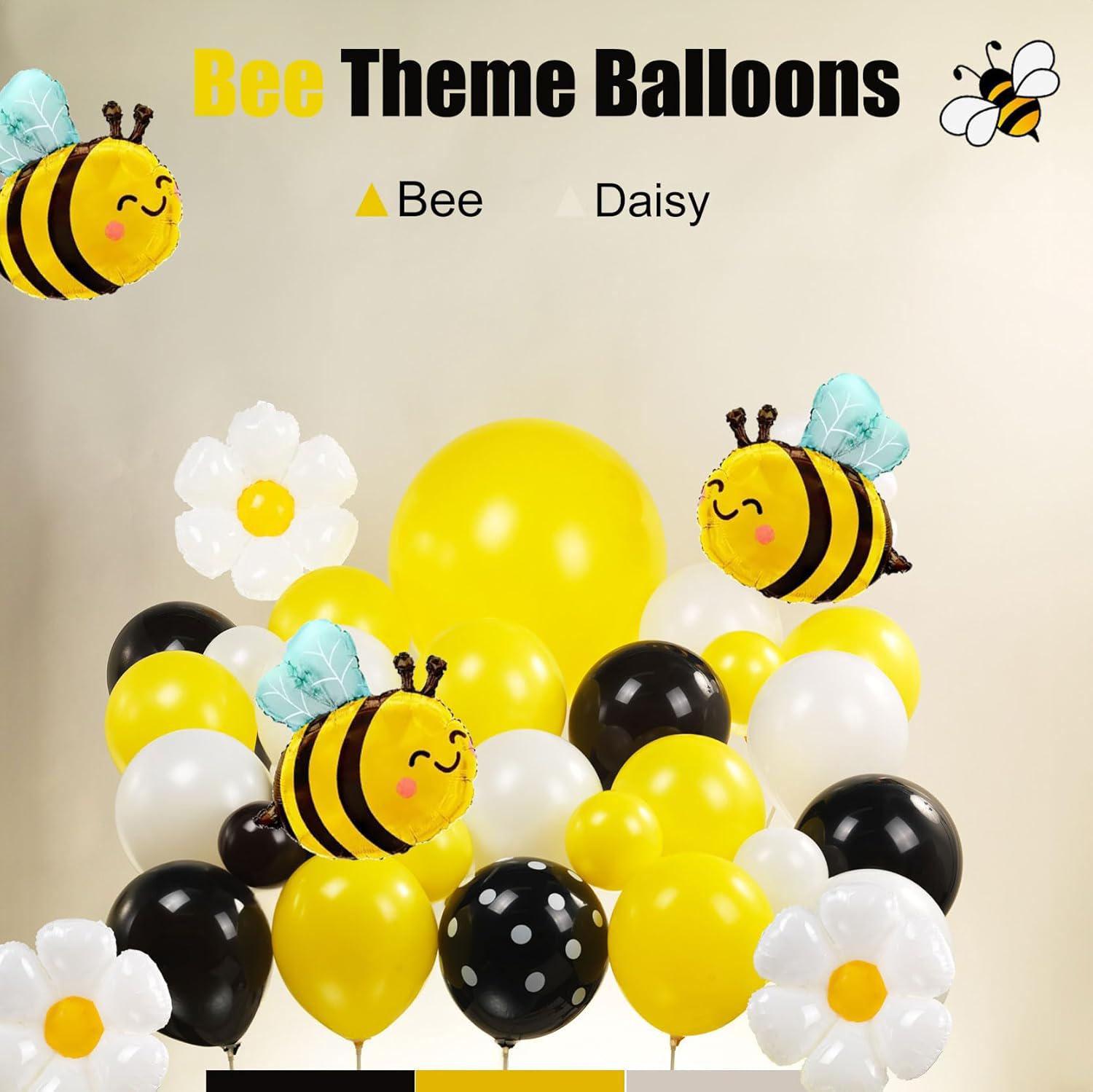 Bee Day Balloon Garland Arch Kit, 117pcs Black Yellow White Balloon ...
