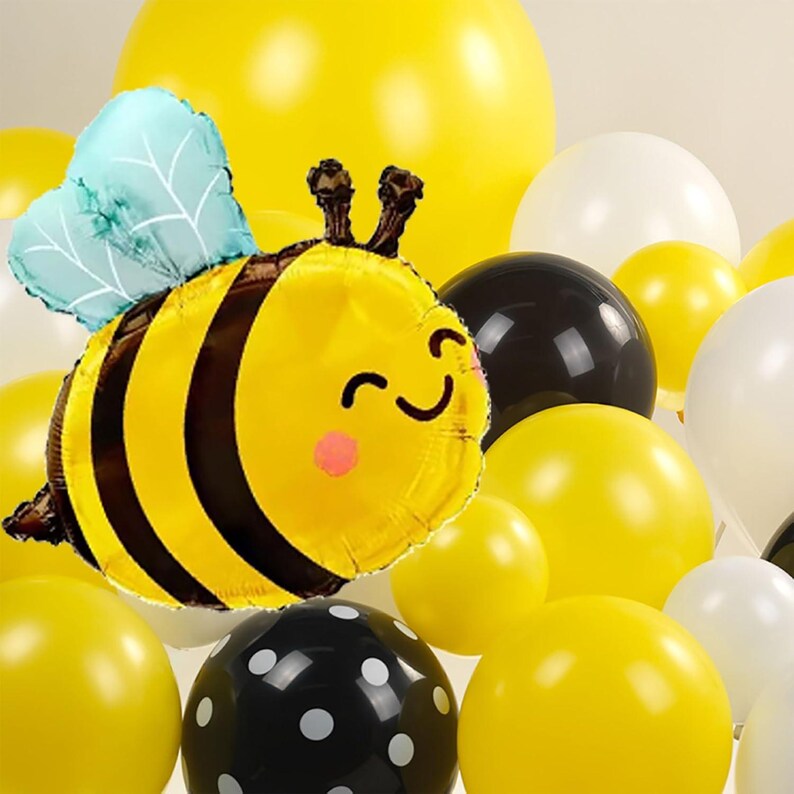 Bee Day Balloon Garland Arch Kit, 117pcs Black Yellow White Balloon ...