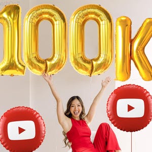 Gold 100 Balloon Number, 40 Inch, 100th Birthday Decorations | 100K ...