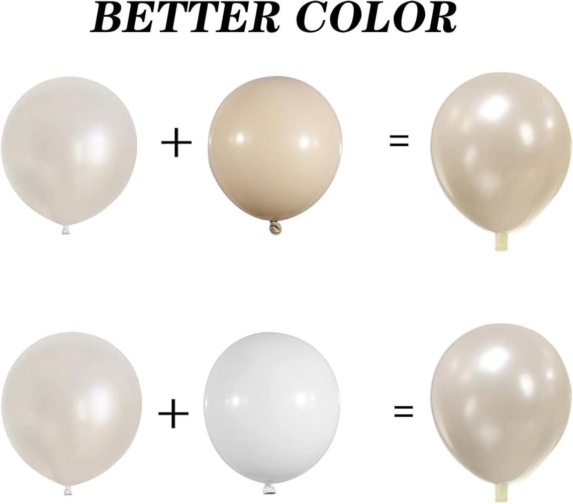 Pearl White Balloon Garland Arch Kit 112pcs Pearl Sand White Double ...