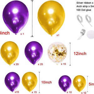 Purple Gold Balloon Garland Arch Kit 121 PCS Purple Gold Party ...