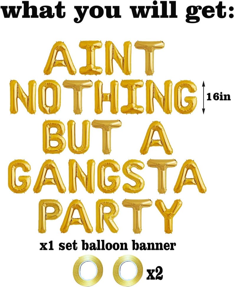 Aint Nothing but A Gangsta Party Balloon Banner Hip Hop Party Decor ...