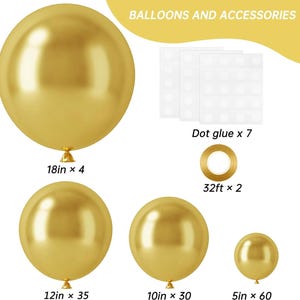 129pcs Metallic Gold Balloons Latex Balloons Different Sizes 18 12 10 5 ...