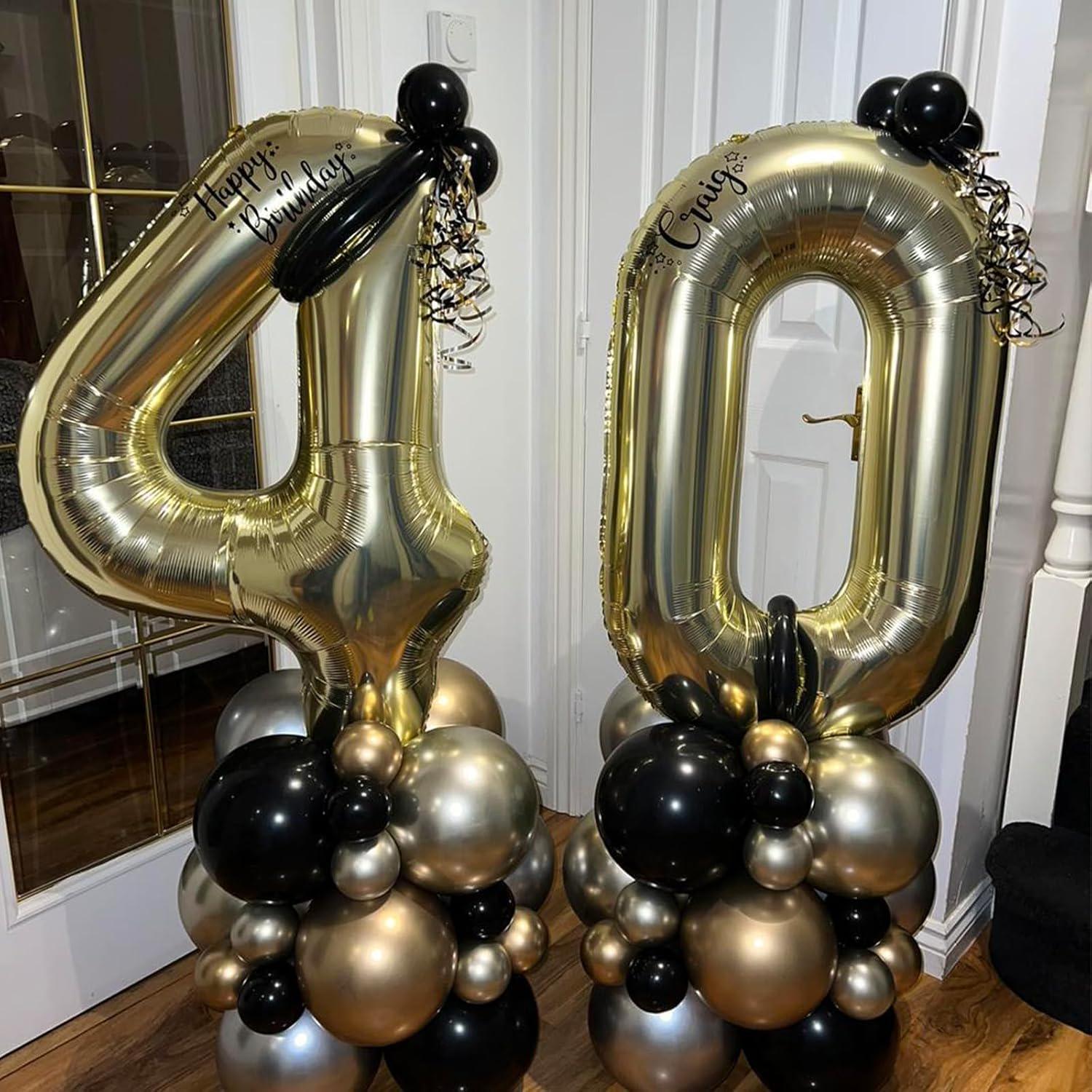 Gold Number 40 Balloons, 40th Birthday Balloon, 40inch Light Gold 40 ...