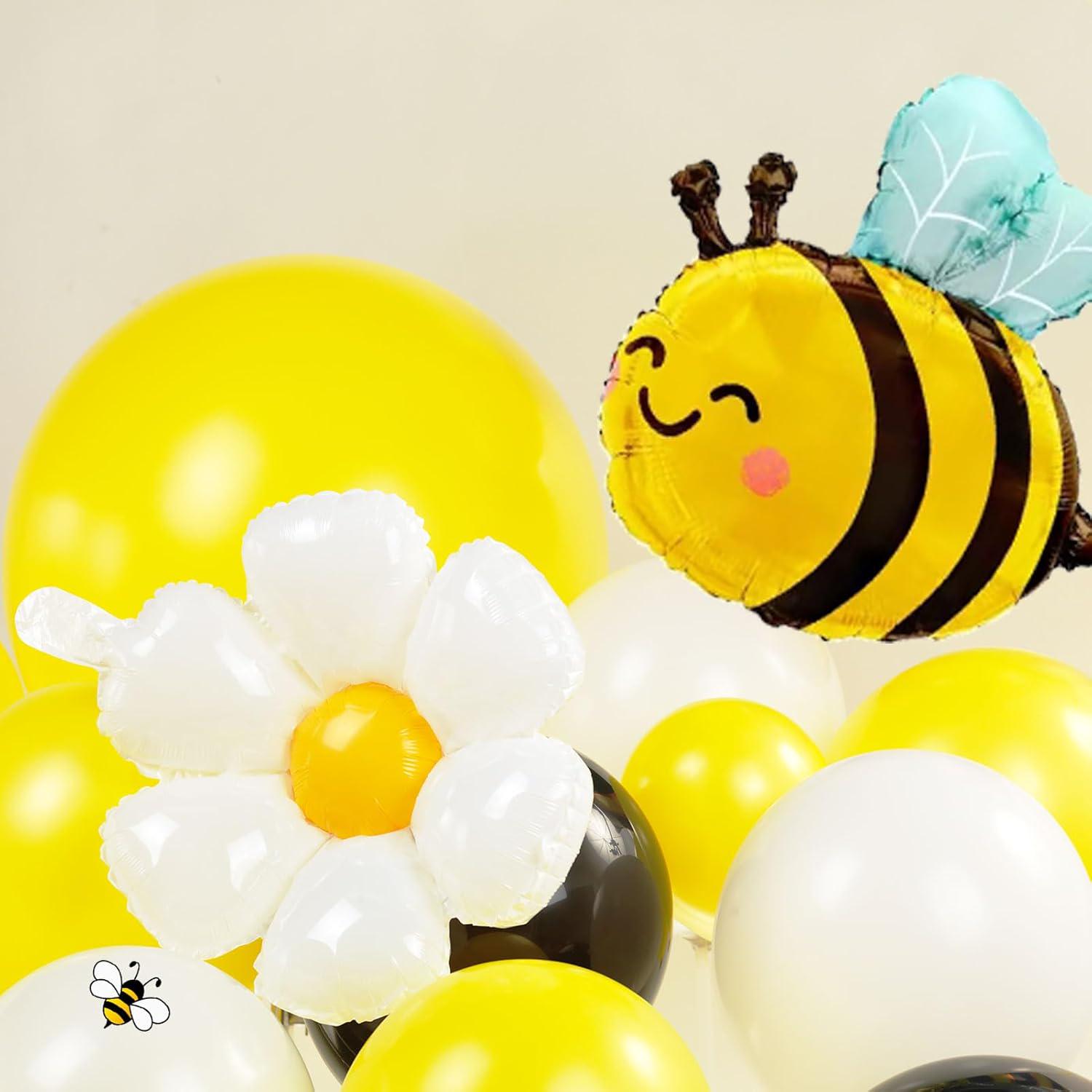 Bee Day Balloon Garland Arch Kit, 117pcs Black Yellow White Balloon ...