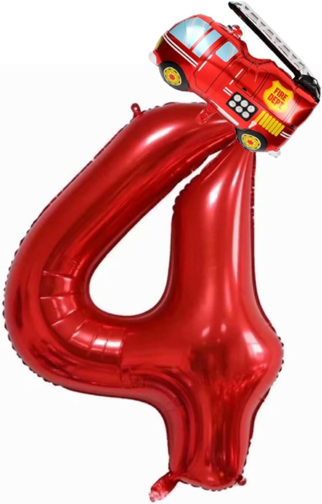 Firefighter Party Decorations Balloons,fire Truck Balloons Number 4 Red ...