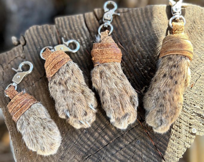 Preserved Taxidermy Bobcat Paw Keychains - Buckskin Leather Wrapped - Etsy