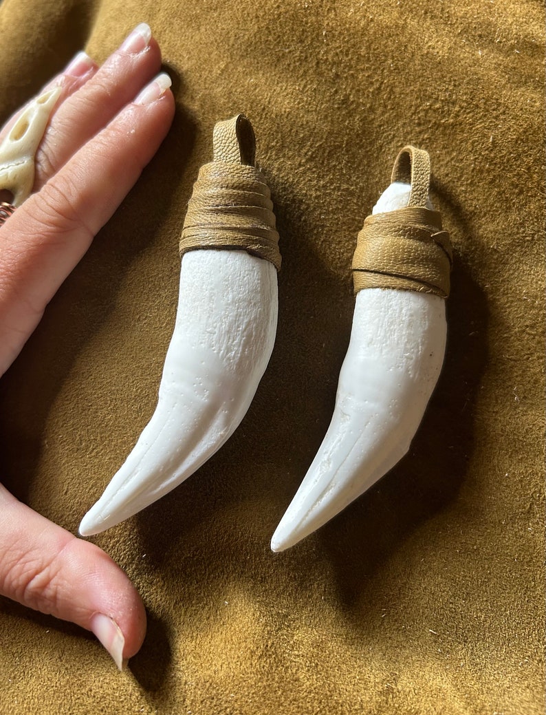 Quality Leather-wrapped Replica African Lion Tooth Pendant, Cast From ...
