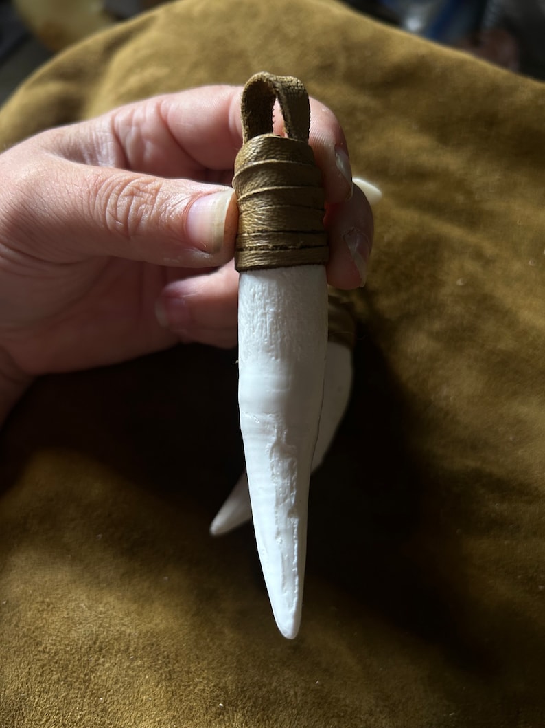 Quality Leather-wrapped Replica African Lion Tooth Pendant, Cast From ...