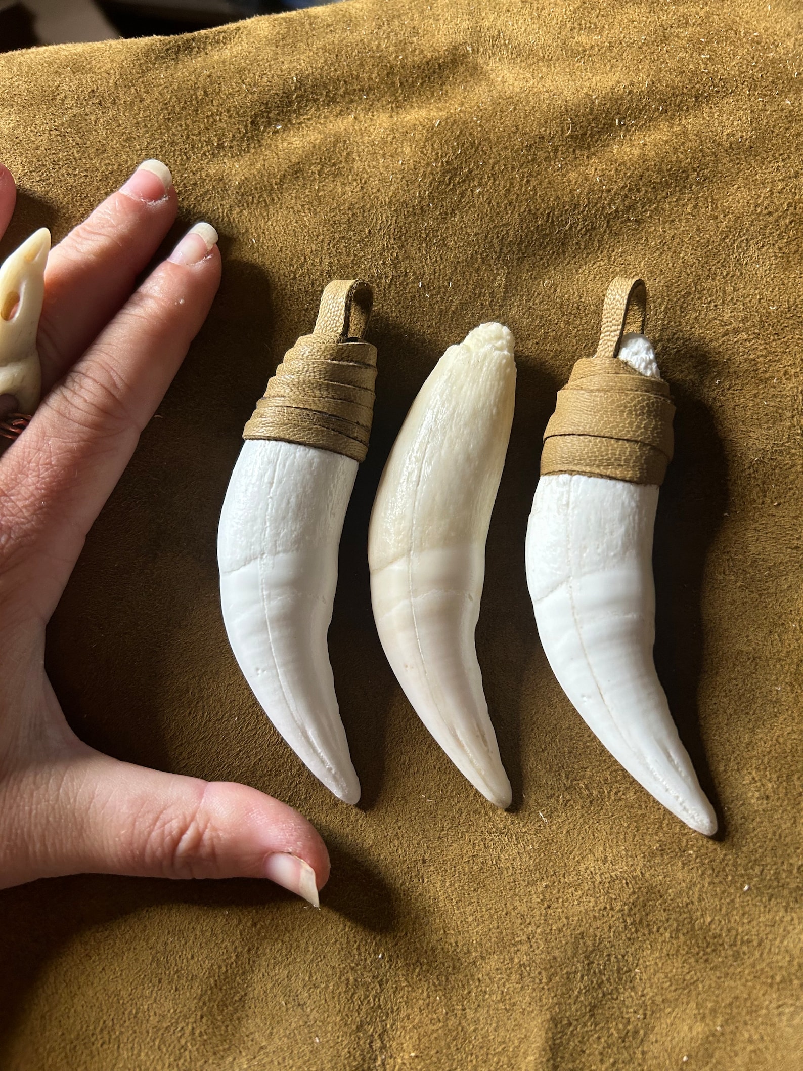 Quality Leather-wrapped Replica African Lion Tooth Pendant, Cast From ...